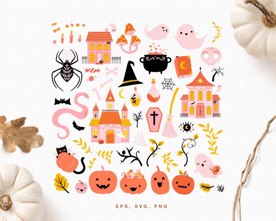 Halloween Clipart Set (SVG, PNG, EPS), Vector Illustration, Instant ...
