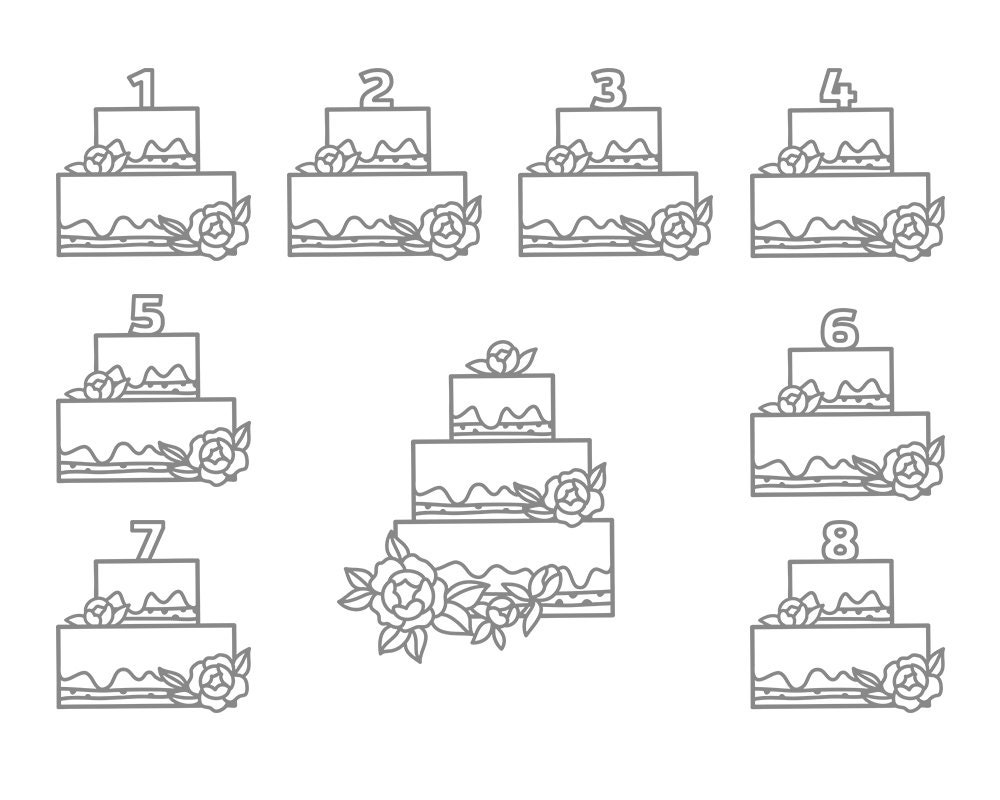 Birthday Cakes Svg Set (dxf Svg Png Eps) Cut File for Silhouette ...