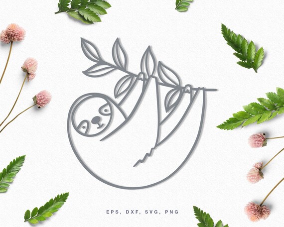 Sloth Cut file svg dxf png eps for Silhouette Cameo | Etsy