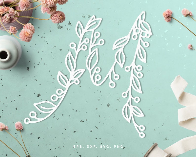 Floral Alphabet Letter m Cut File svg Dxf Png - Etsy