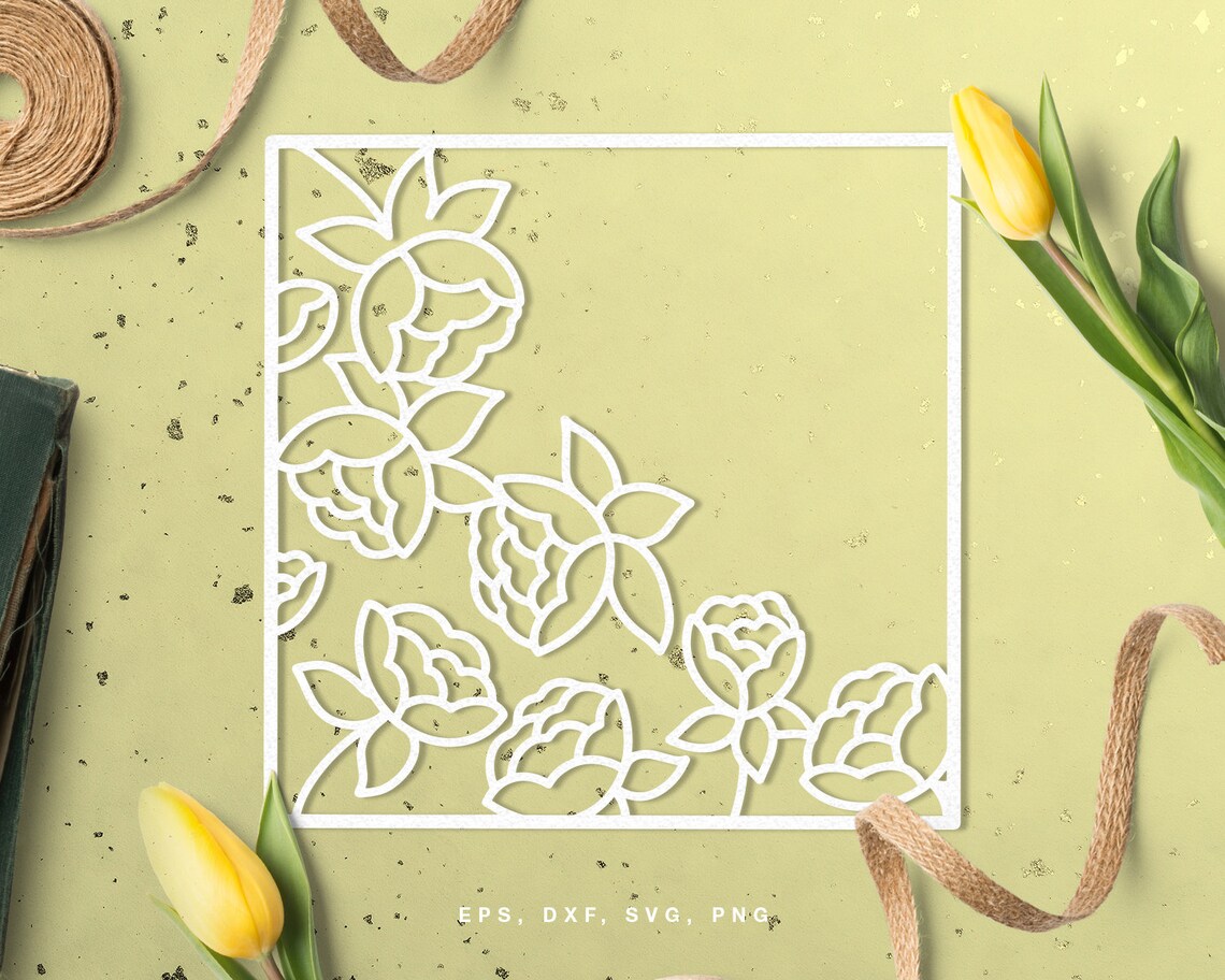 Floral Square Frame Cut File svg Dxf Png Eps for Silhouette - Etsy