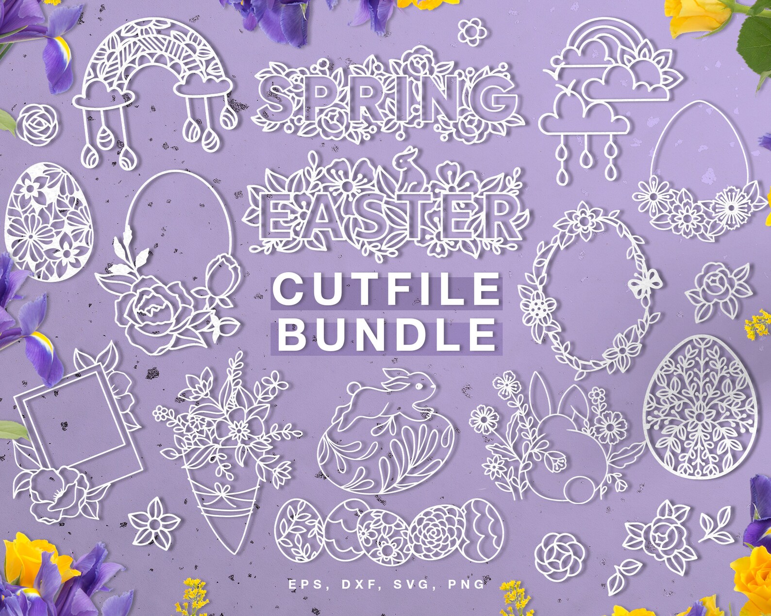 Cut File Bundle easter and Spring svg Dxf Png - Etsy