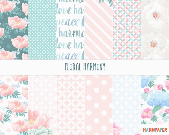 Digital Scrapbooking Paper Collection: floral | Etsy