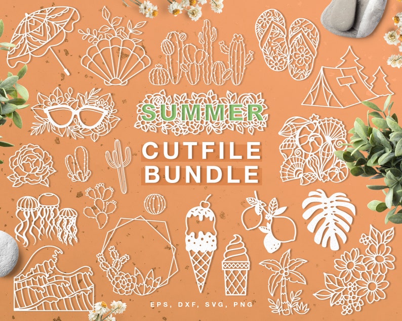 Summer SVG Bundle Cut Files for Silhouette Cameo Cricut eps | Etsy