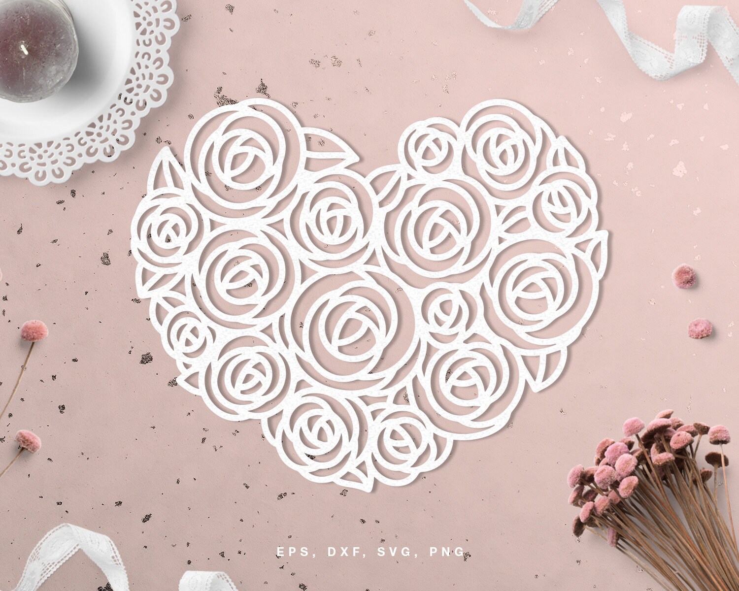 Floral heart cut file svg dxf png eps for Silhouette & | Etsy