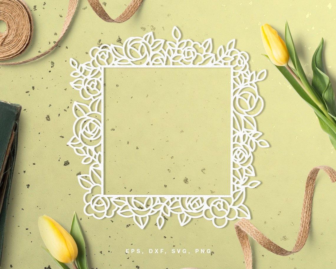 Floral Square Frame Cut File svg Dxf Png Eps for Silhouette - Etsy
