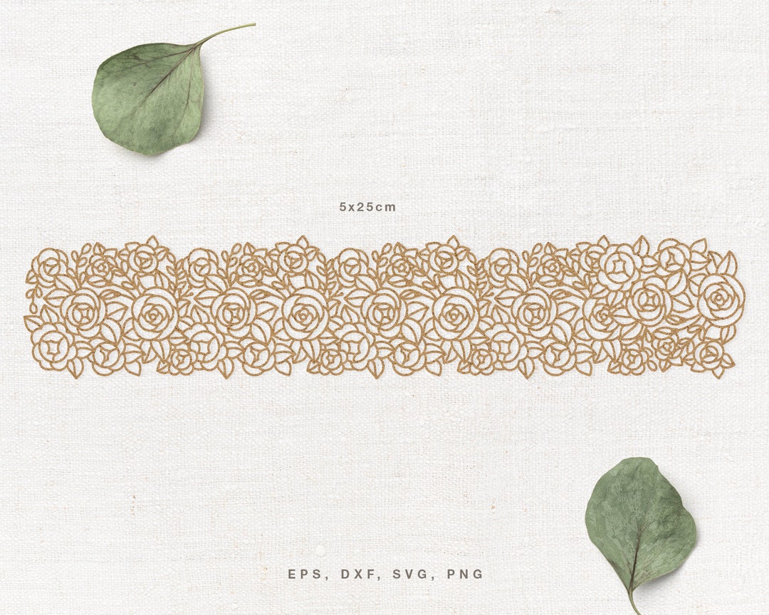Floral Border SVG - Cut File for Cricut & Silhouette, Svg Dxf Png Eps ...