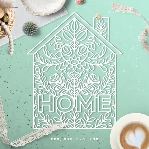 Folk House Cut File Word home svg Dxf Png Eps - Etsy