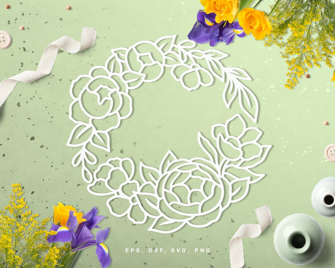 Floral Wreath Cut File (svg Dxf Png Eps) for Silhouette & Cricut ...