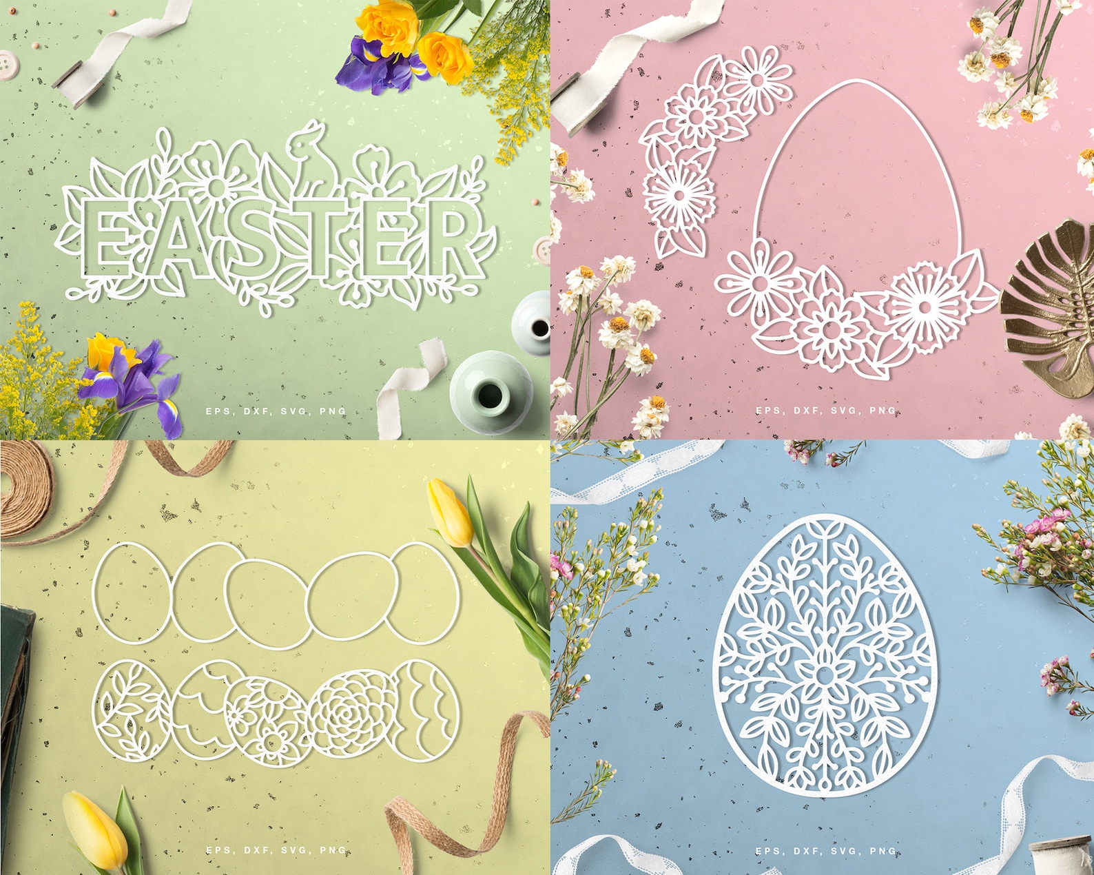 Cut File Bundle "easter and Spring" (svg Dxf Png Eps) Silhouette Cameo ...