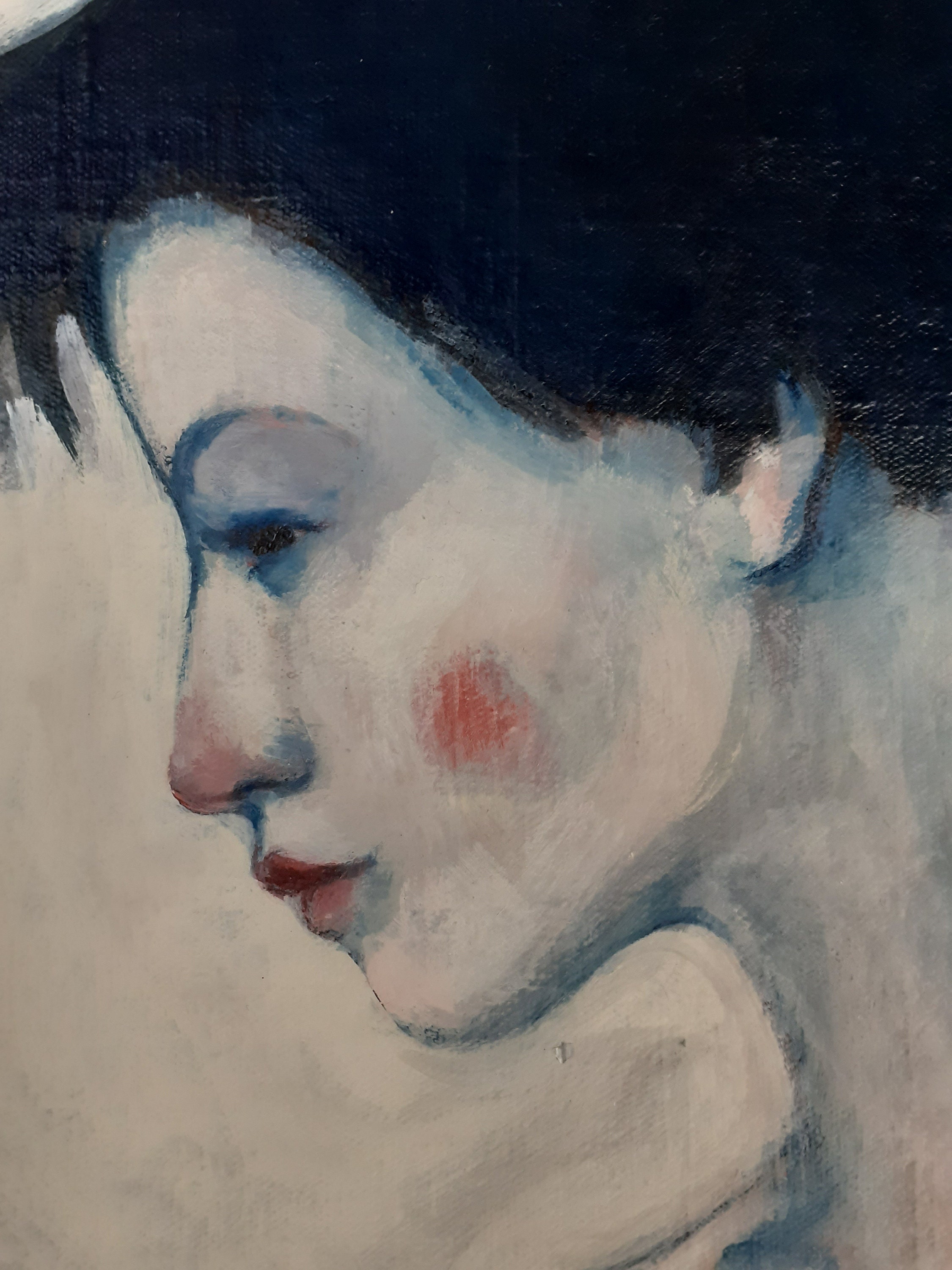 Luna Moon Goddess Female Portrait Art Print, Modern Figurative Artwork ...