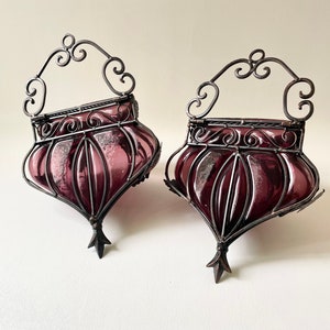 Set of 2 Antique Hand Blown Caged Glass Wall Hanging - Etsy