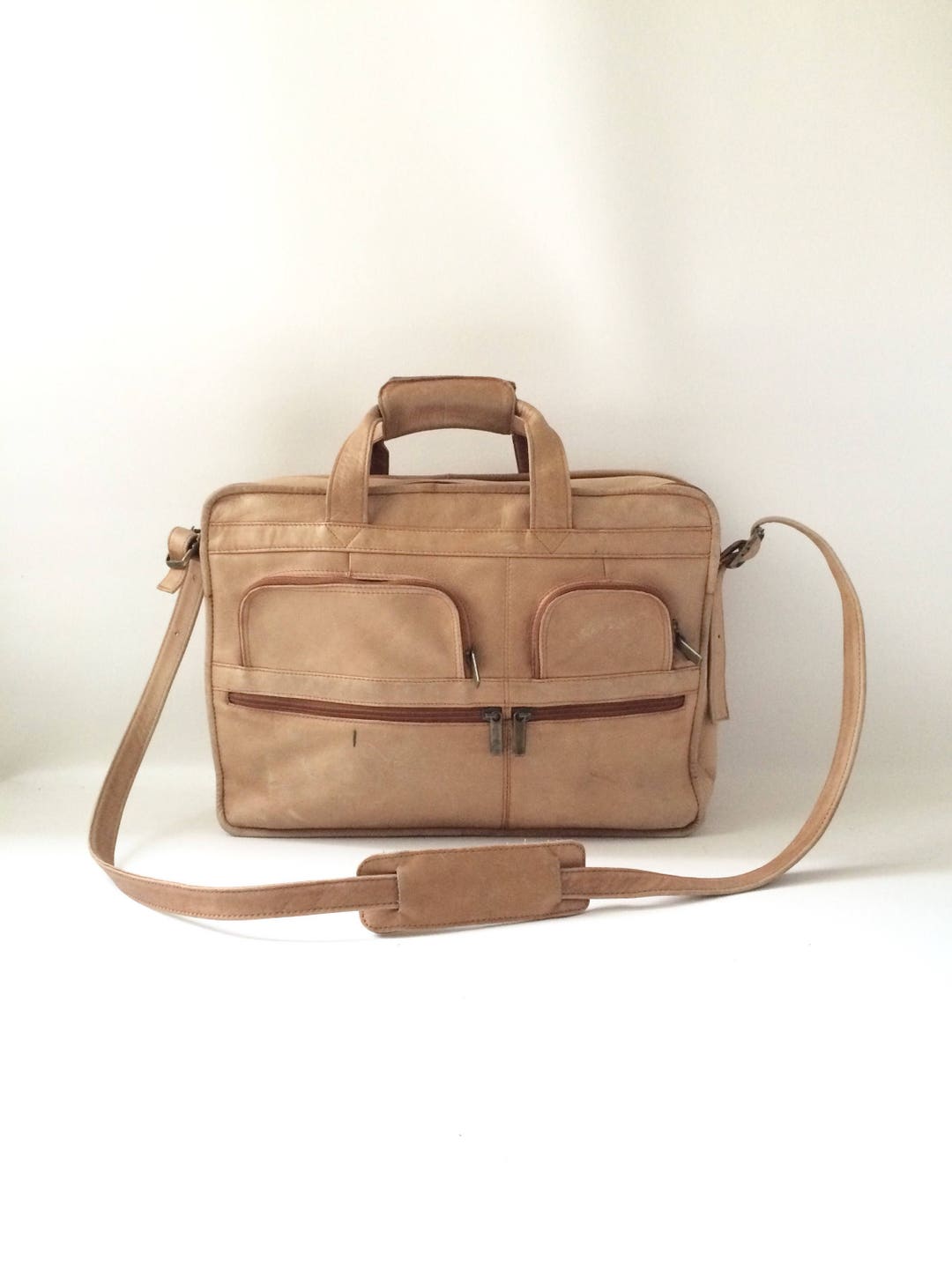 Vintage Soft Brown Leather Briefcase - Etsy