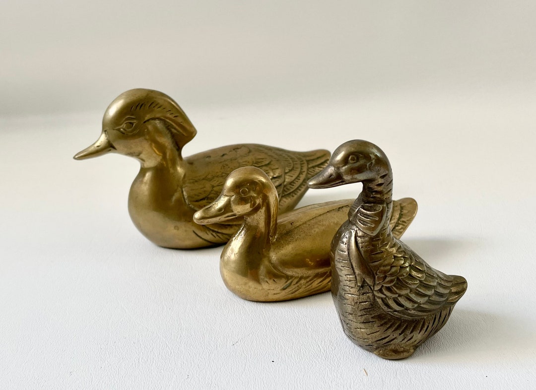 Set of 3 Antique Brass Ducks - Etsy