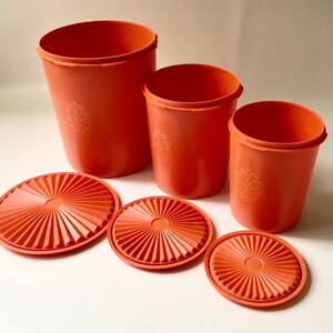 Vintage Orange Tupperware Canister Set - Etsy