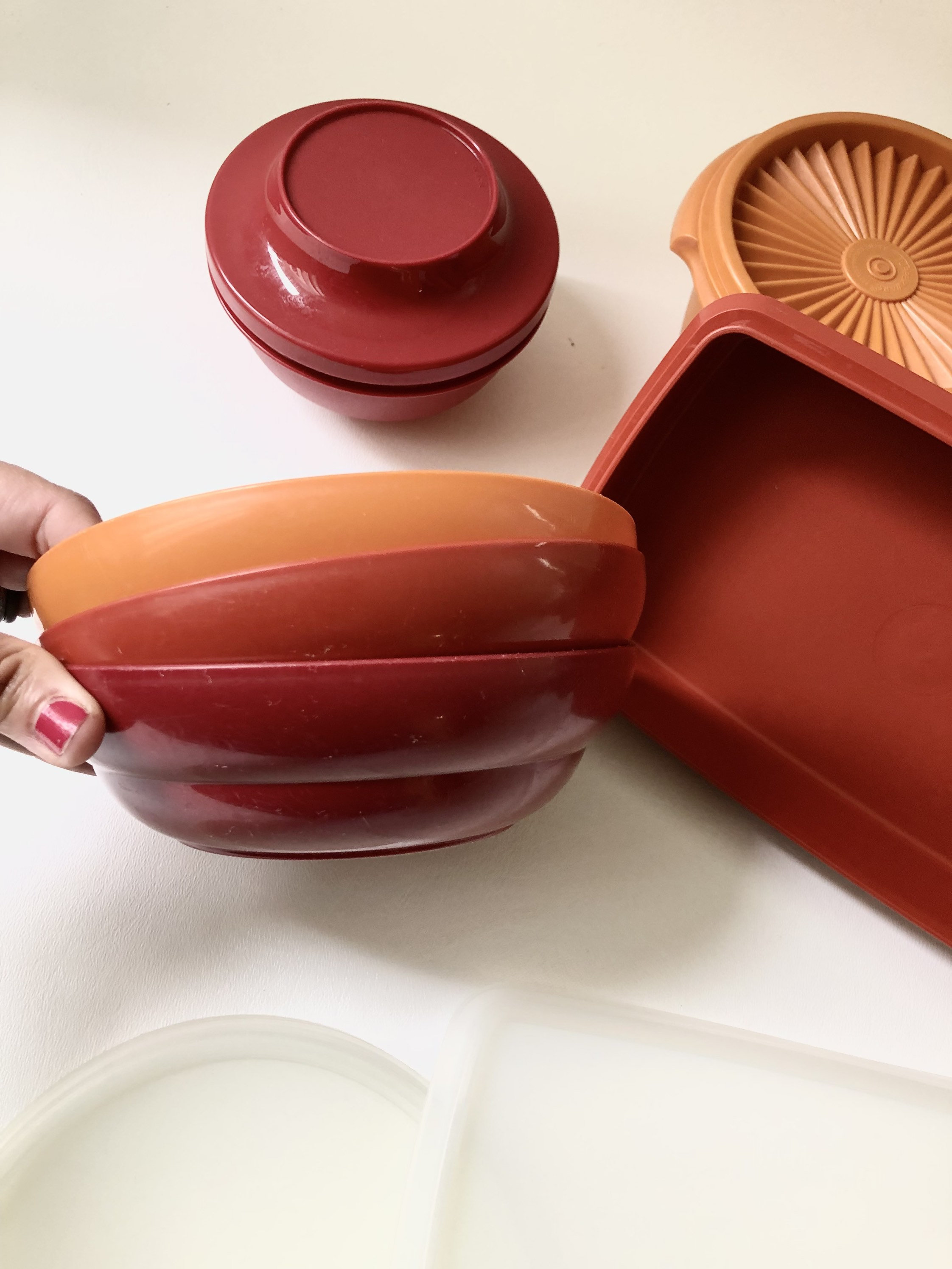 Vintage Orange and Red Tupperware Set - Etsy