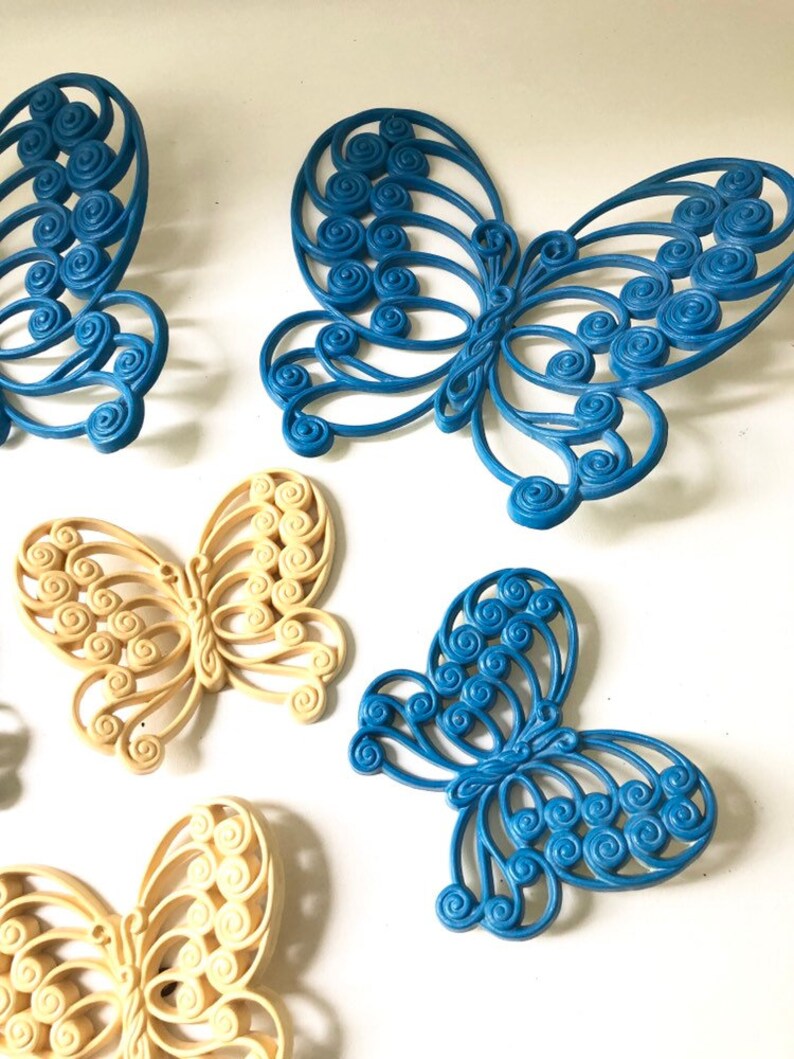 Set of 6 Vintage Faux Wood Butterflies / Faux Wood Wall Hanging - Etsy