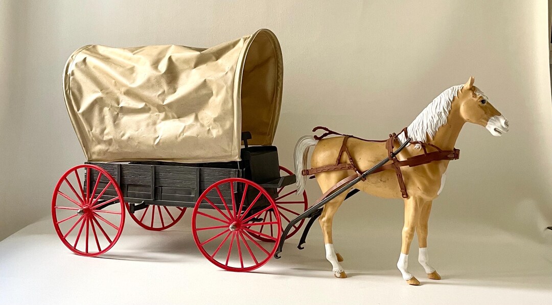 Vintage RARE Louis Marx Covered Wagon and Horse Set - Etsy