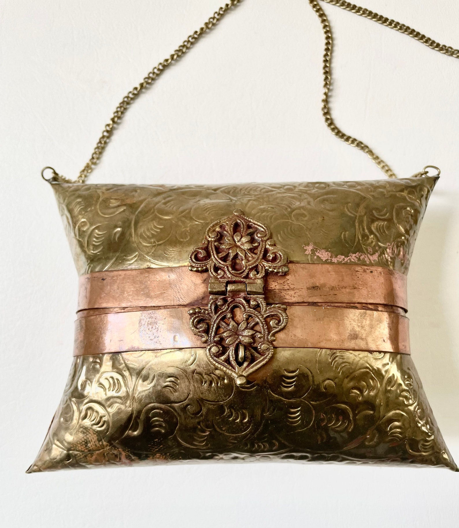 Vintage Brass and Copper Pillow Purse - Etsy