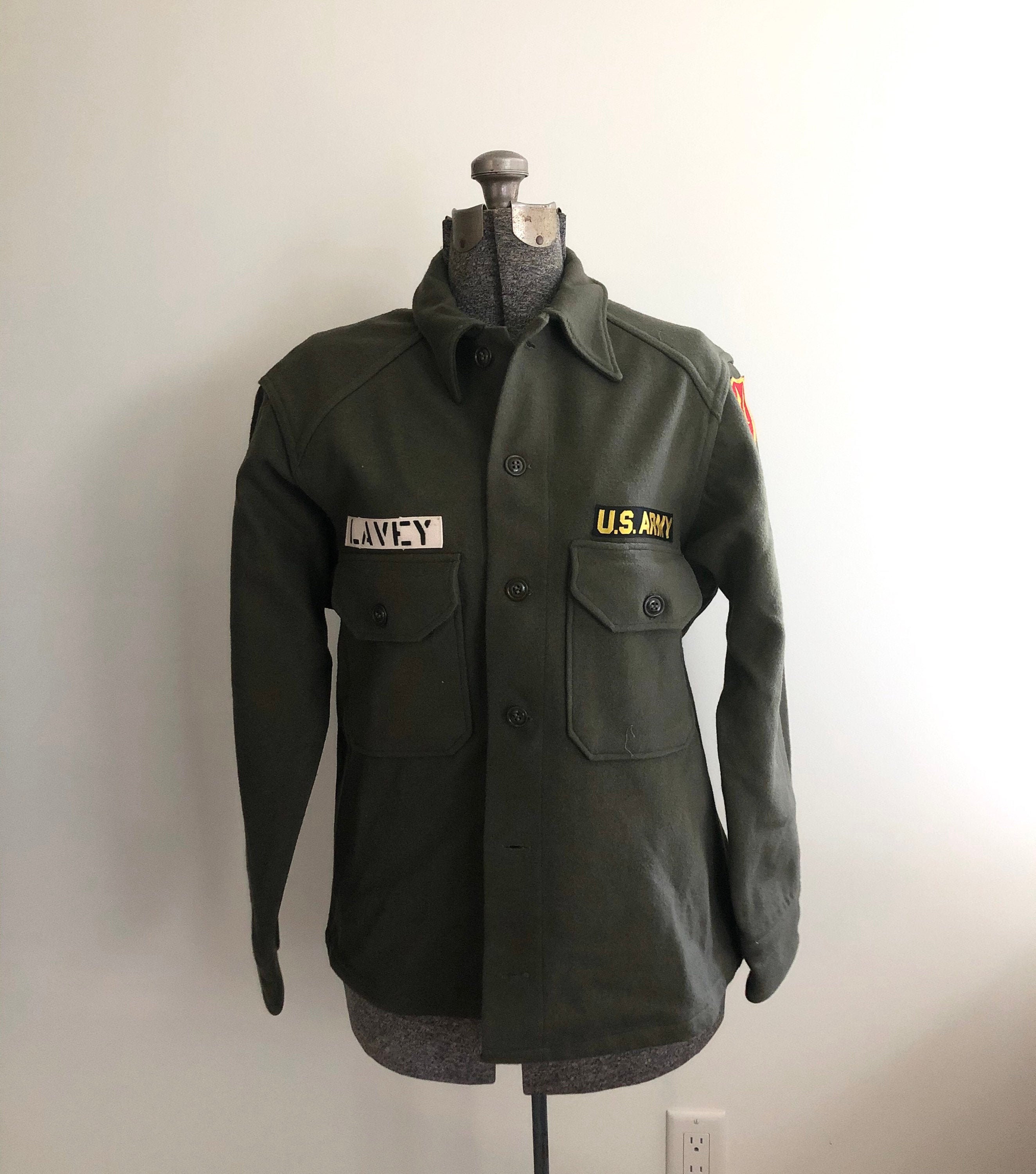 Vintage U.S. Wool Army Jacket / Green Wool Coat | Etsy