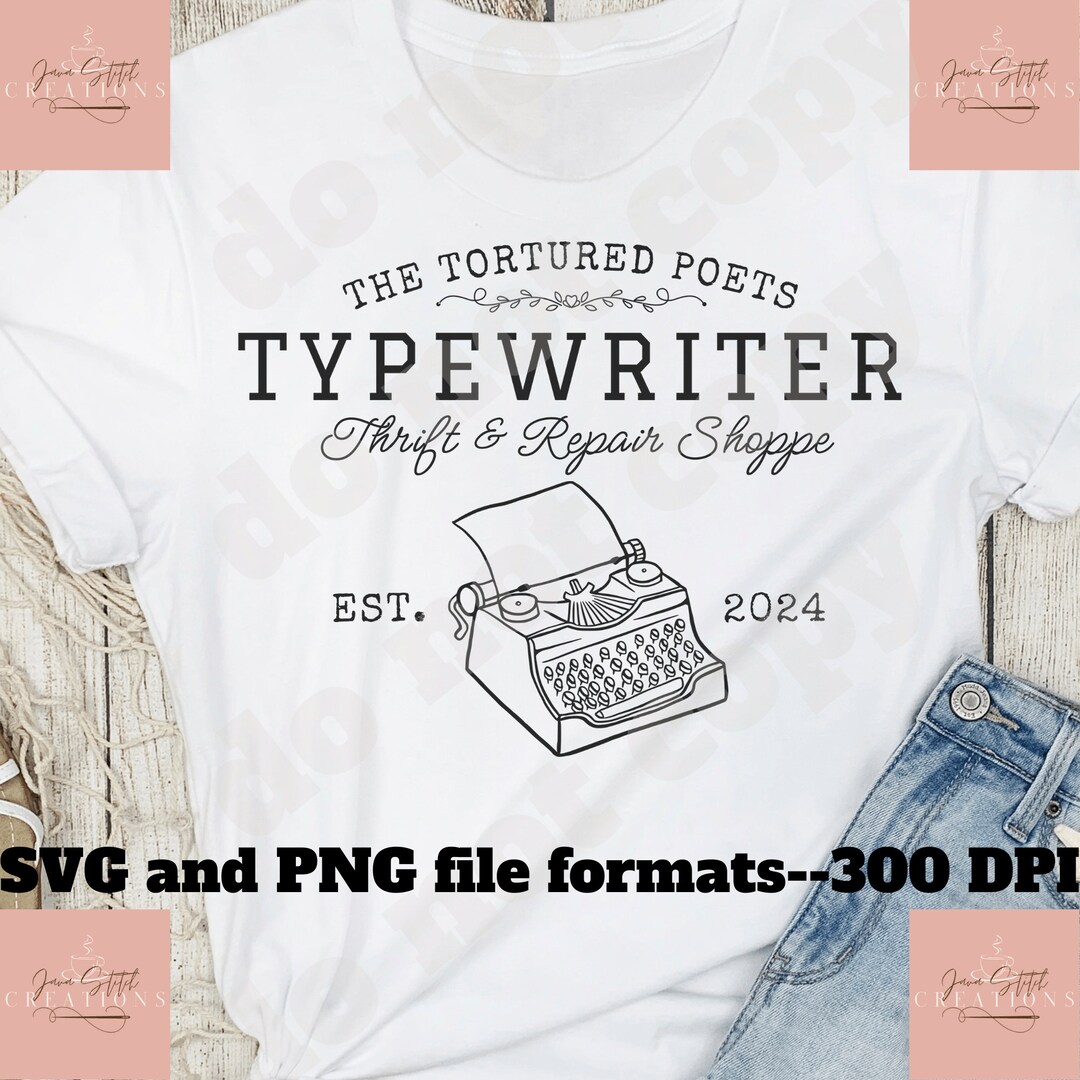 Tortured Poet Department Inspired SVG PNG, Typewriter Svg, Tortured ...