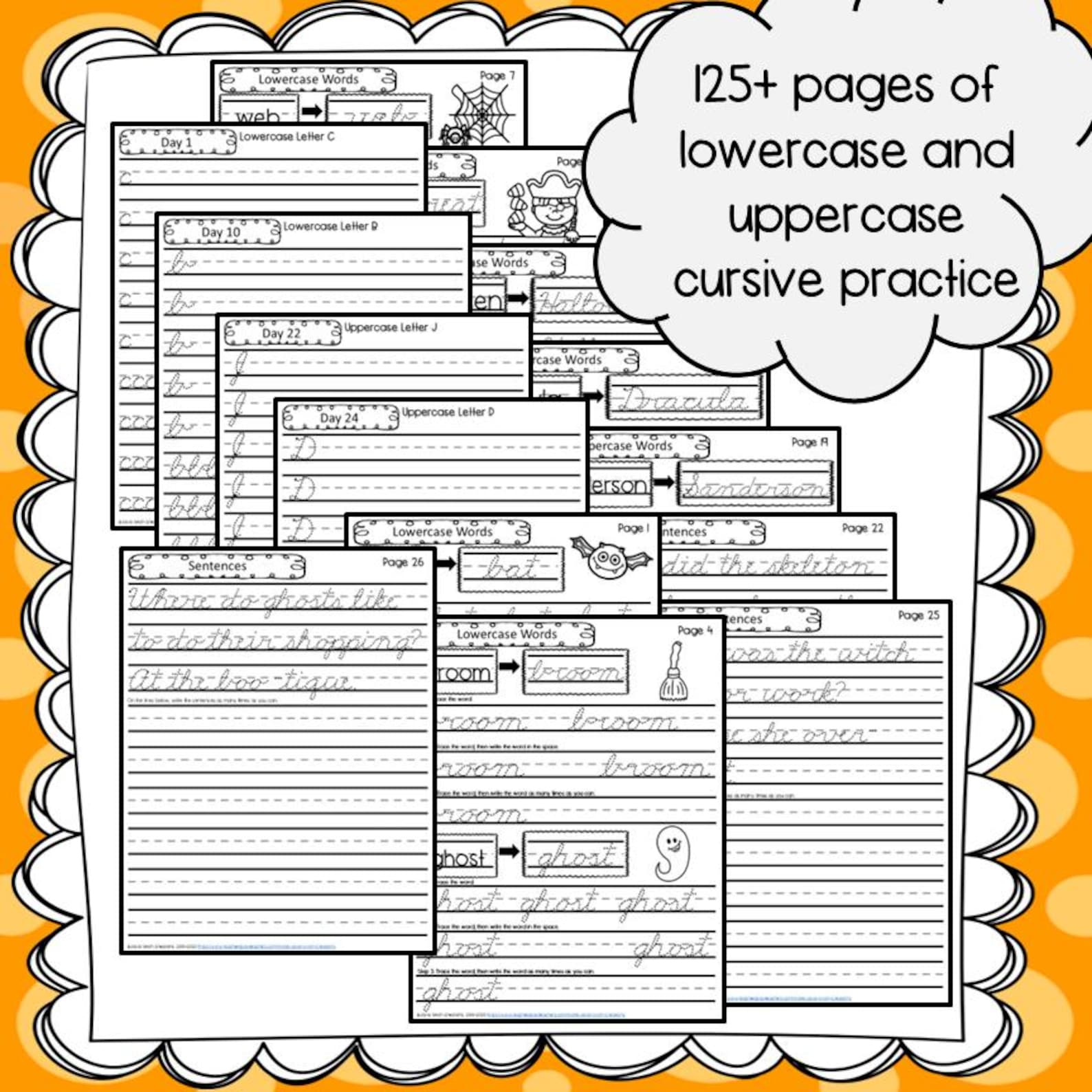 Halloween Cursive Handwriting Packet: 26-day Practice (digital Download ...