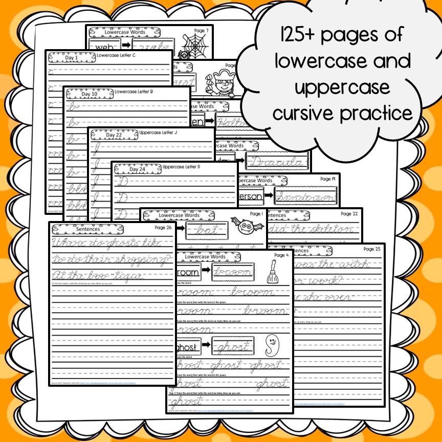Halloween Cursive Handwriting Packet: 26-day Practice (digital Download ...