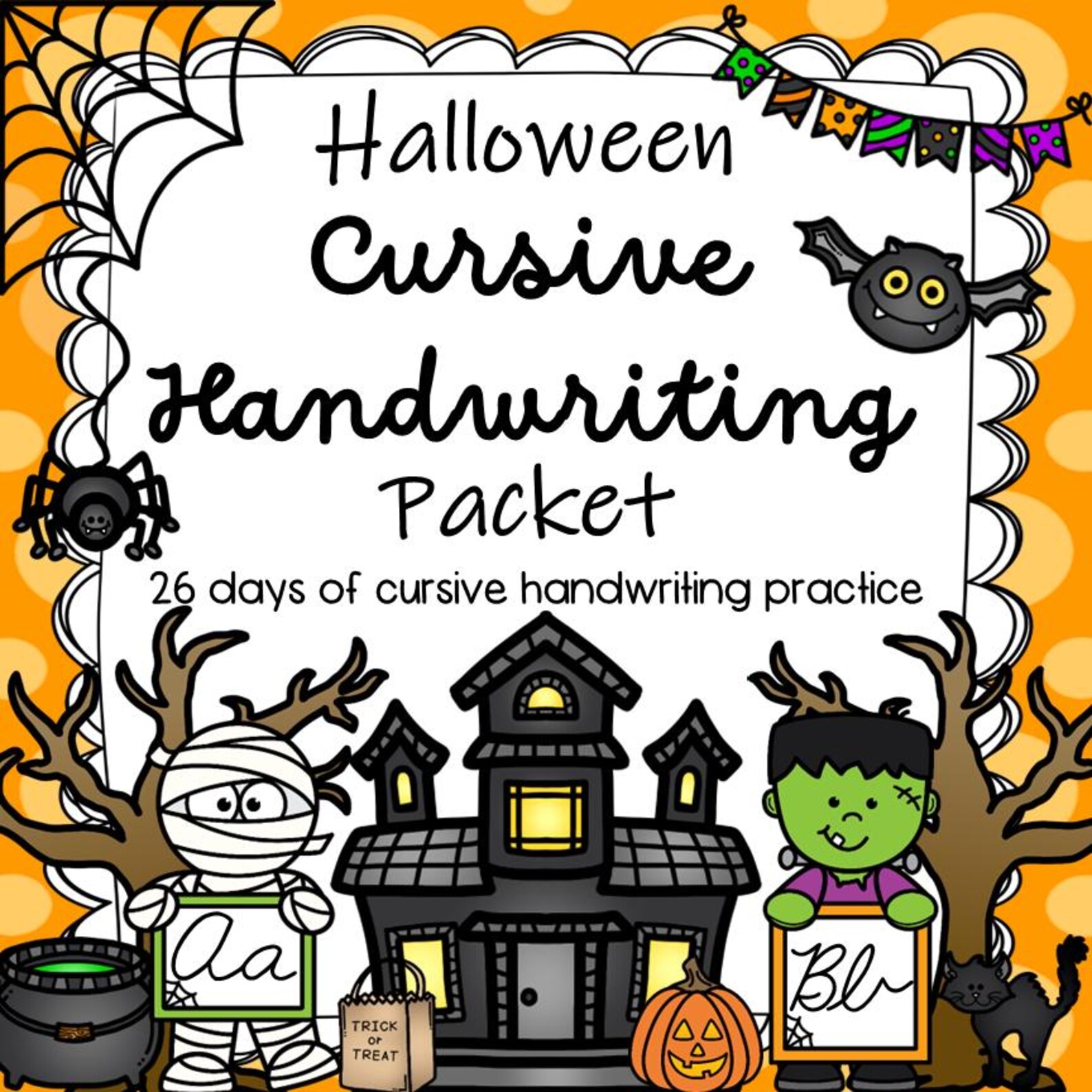 Halloween Cursive Handwriting Packet: 26-day Practice (digital Download ...