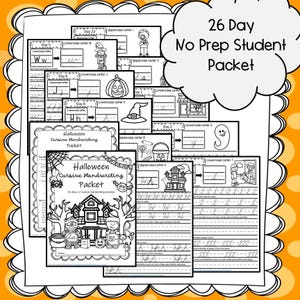 Halloween Cursive Handwriting Packet: 26-day Practice (digital Download ...
