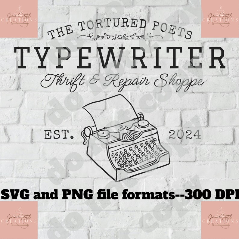 Tortured Poet Department Inspired SVG PNG, Typewriter Svg, Tortured ...