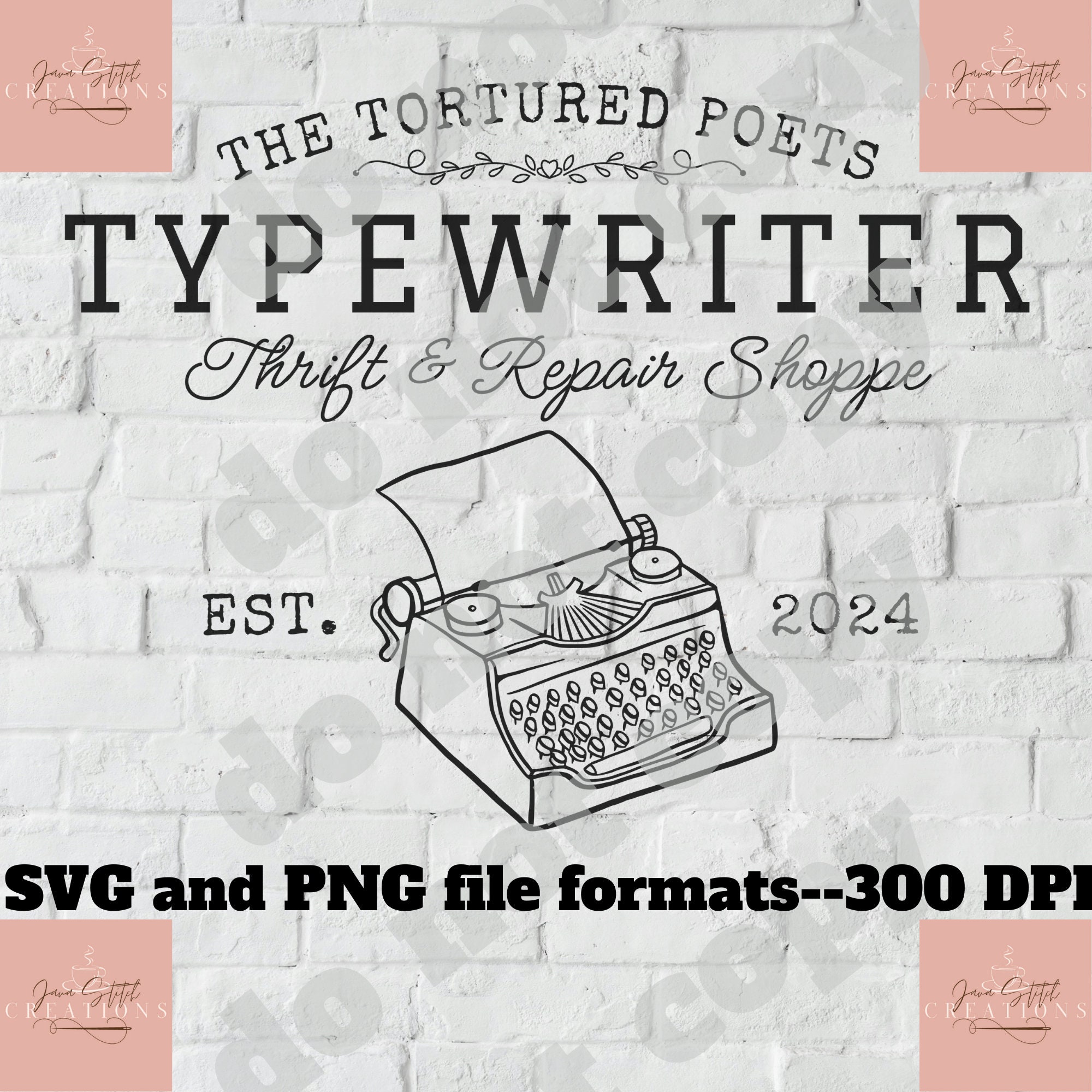 Tortured Poet Department Inspired SVG PNG, Typewriter Svg, Tortured ...