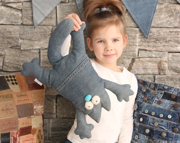 Recycled Denim Cat Toy , Stuffed Jean Cat , Soft Cat Toy , Cute Cat Toy ...