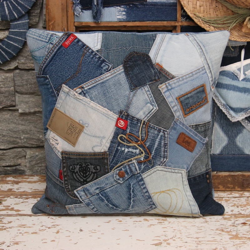 Denim Cushions - Etsy UK