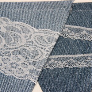 Recycled Denim & Lace Flag Garland, Denim Lace Bunting, Denim Bunting ...