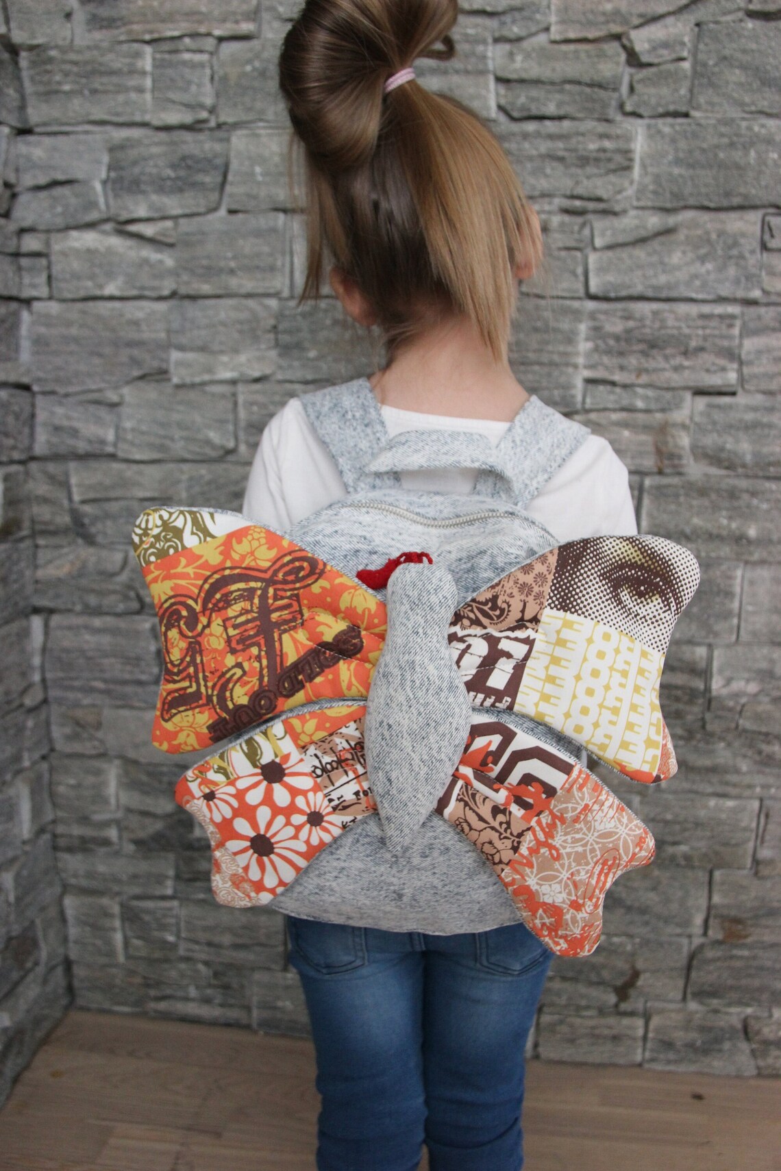 Upcycled Denim Butterfly Backpack Forpreschooler , Acid Wash Denim ...