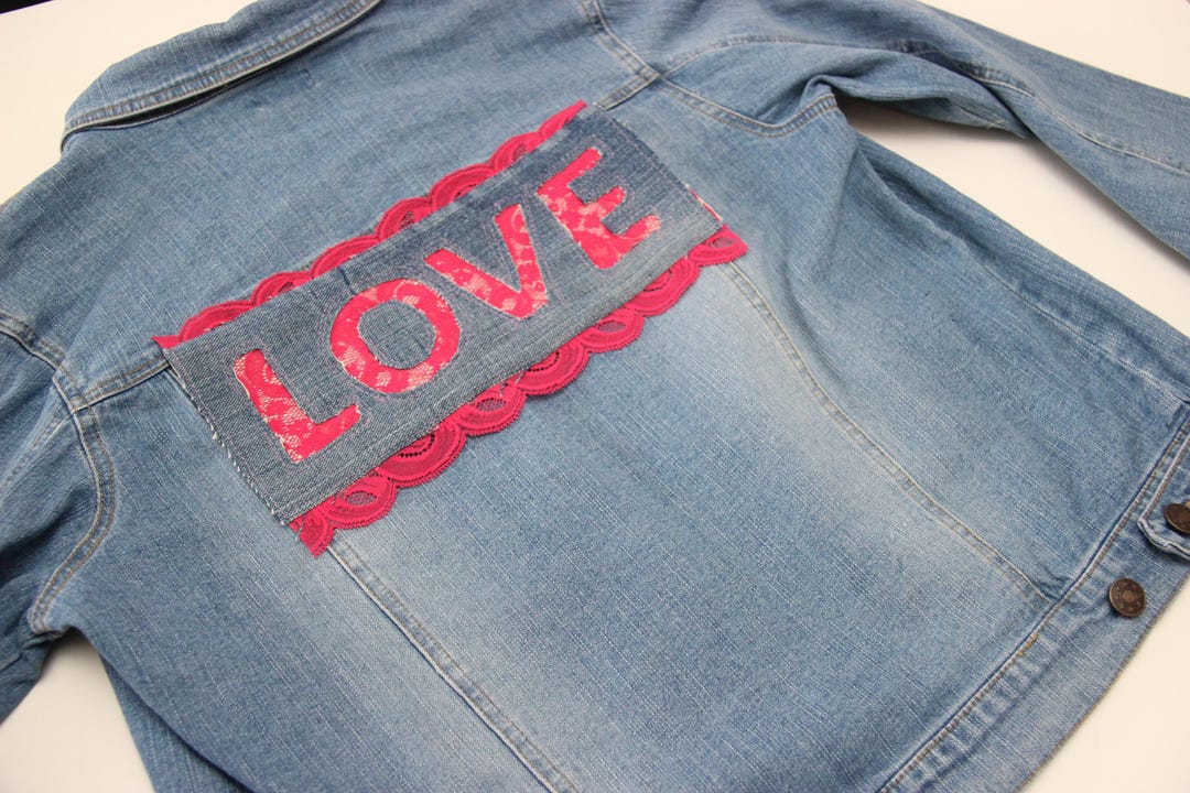 Statement Denim and Lace Love Patches , Large Denim Jacket Back Patches ...