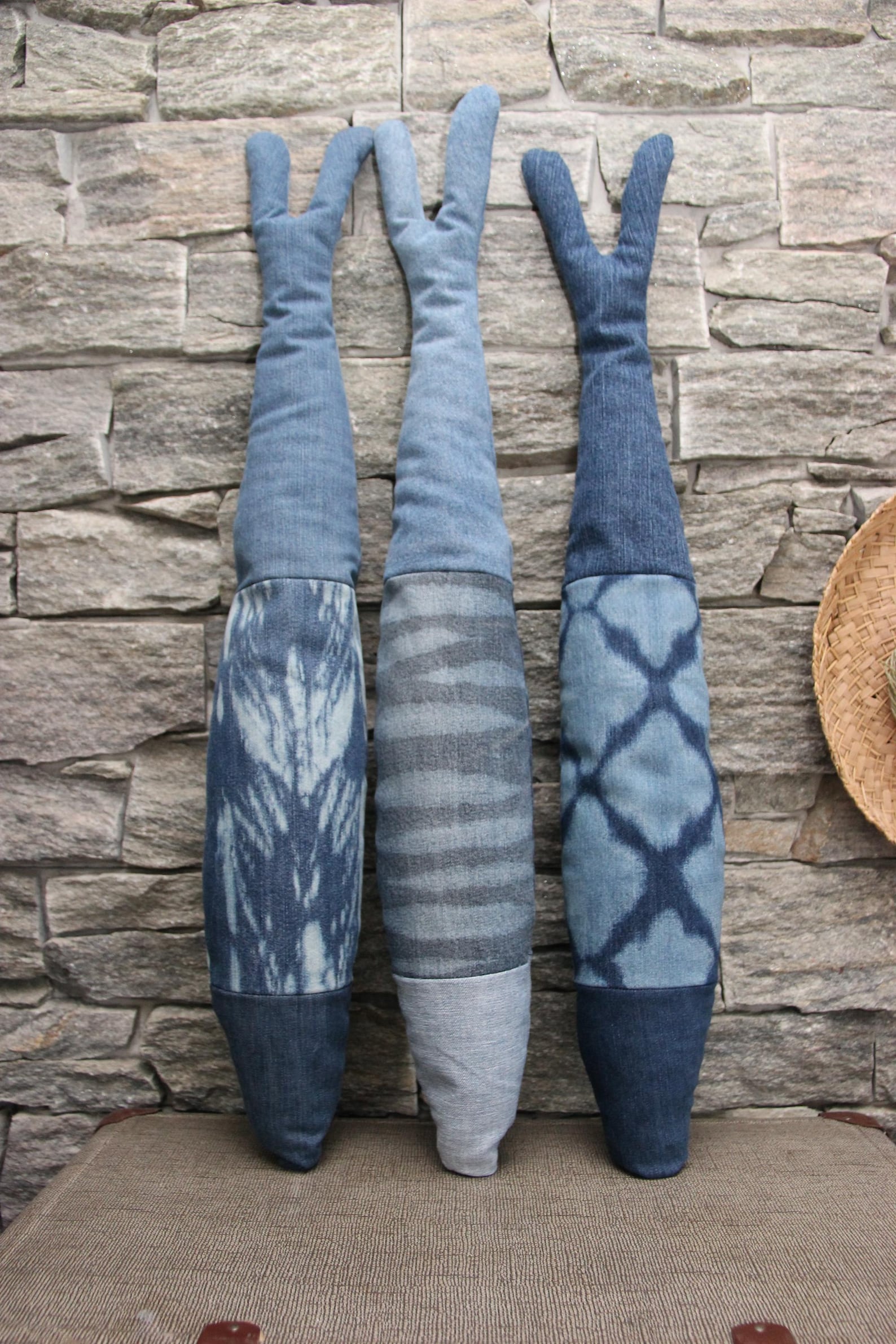Large Stuffed Recycled Denim Shibori Fish Decor , Upcycled Denim Fish ...
