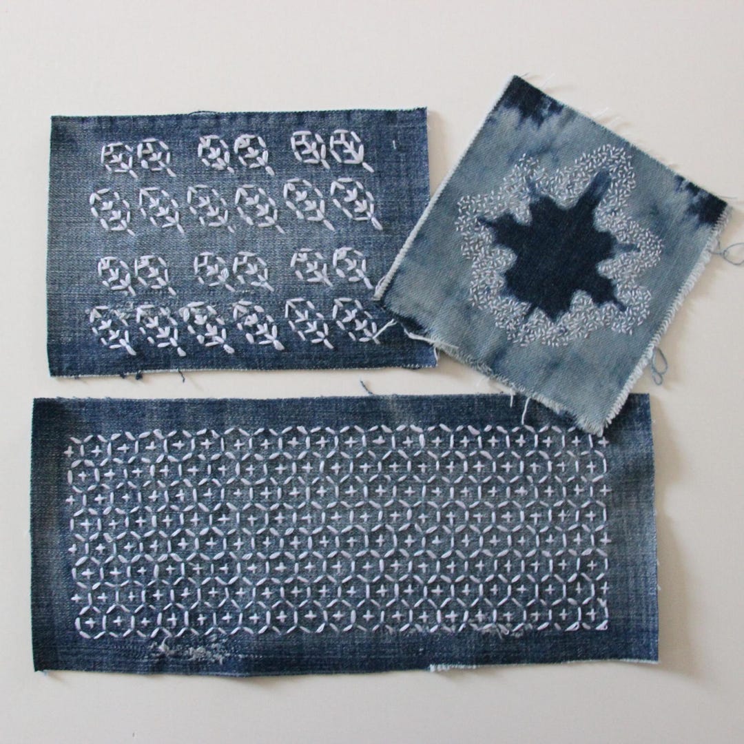 Sashiko Boro Denim Patches , Slow Stitch Patches for Jean Jacket, Up ...