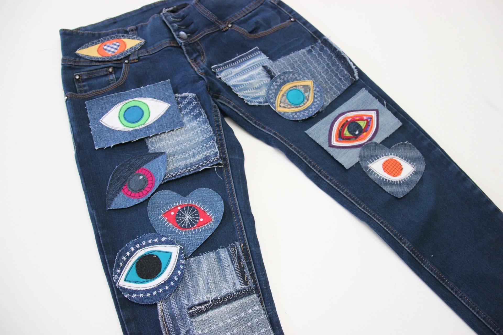 Recycled Denim Eye Patches , Colorful Evil Eye Appliques , Freemotion ...