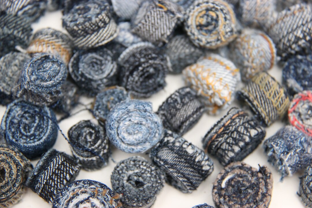 Reclaimed Jean Seam Rolls , Recycled Denim Fabric Beads , Repurposed ...