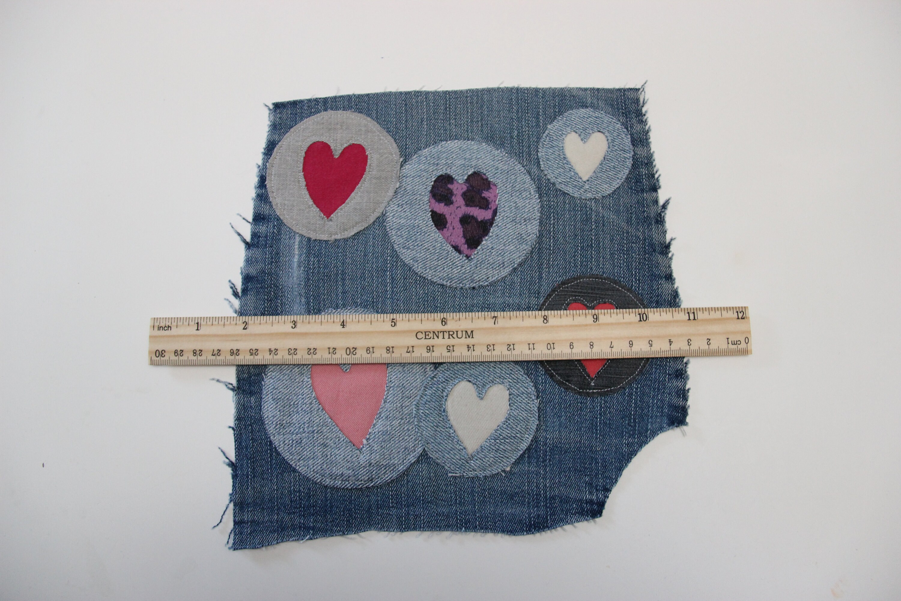 Sew on Denim Heart Patch , Denim Scrap Patch , Large Patch , Jean Heart ...