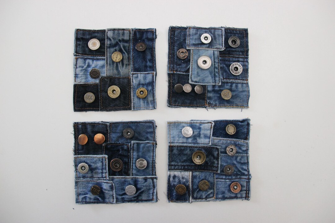 Recycled Denim Button Patch , Denim Scrap Sew on Patch , Upcycled Jeans ...