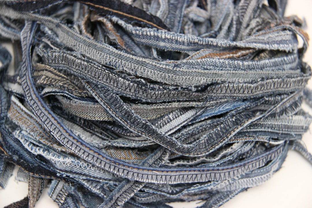 Overlocked Denim Seams , Denim Hems , Recycled Denim Cord , Repurposed ...
