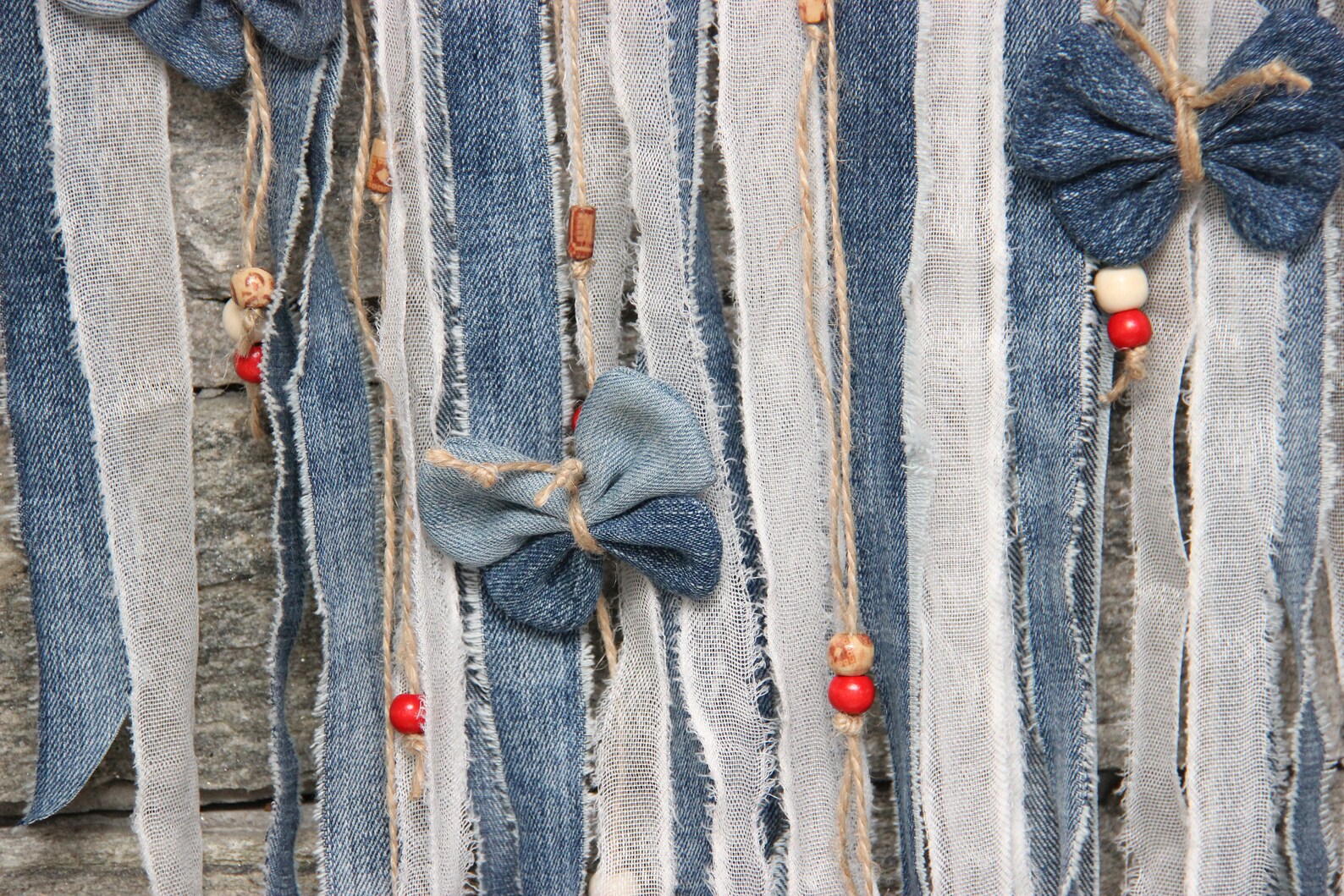Recycled Denim Butterflies Wall Decor on Driftwood With Denim Rag ...