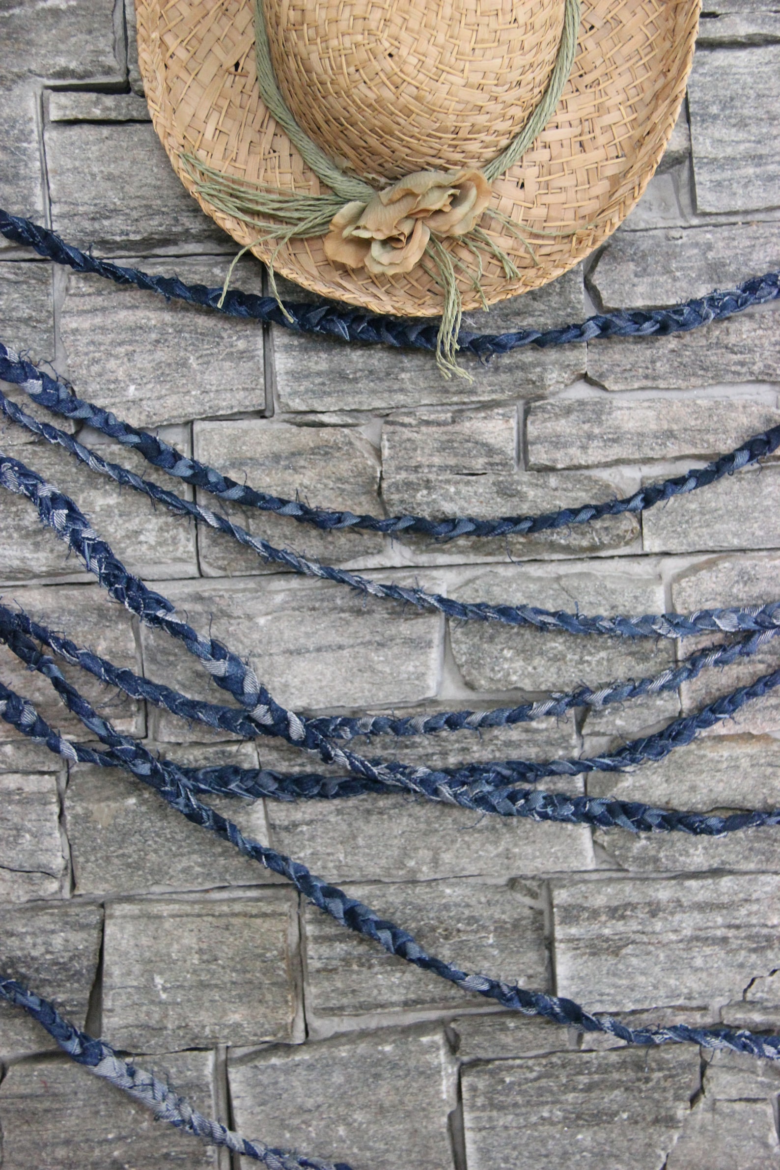 Recycled Denim Scrap Braid Garland, Denim Bunting, Denim Scrap Garland ...