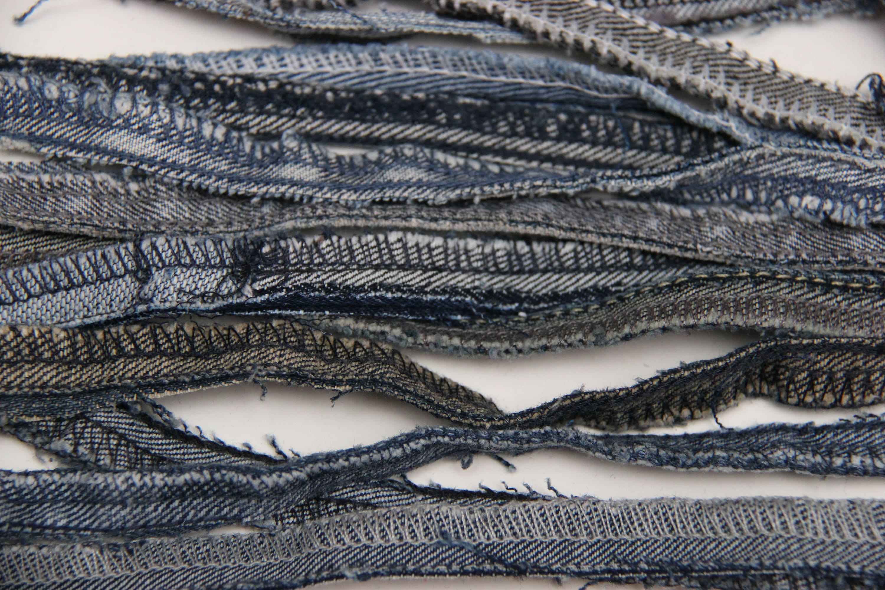 Overlocked Denim Seams , Denim Hems , Recycled Denim Cord , Repurposed ...