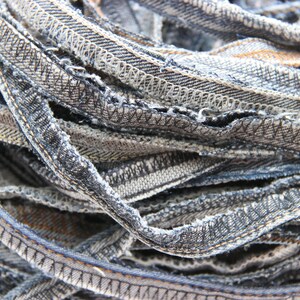 Overlocked Denim Seams , Denim Hems , Recycled Denim Cord , Repurposed ...