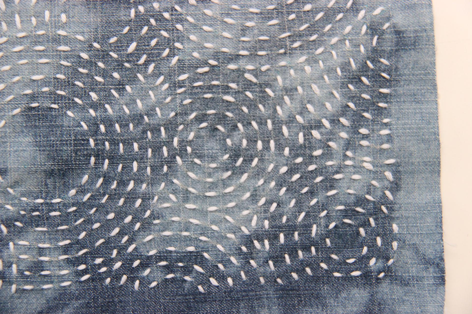 Large Sashiko Boro & Shibori Denim Patch , Slow Stitch Patch for Denim ...
