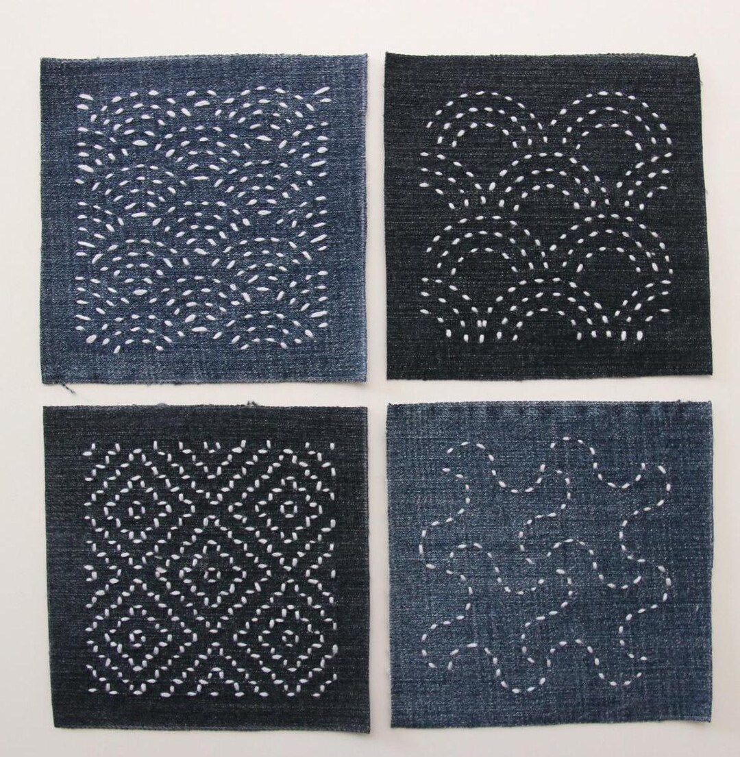 Up-cycled Denim Patches With Japanese Embroideries , Boro Sashiko ...