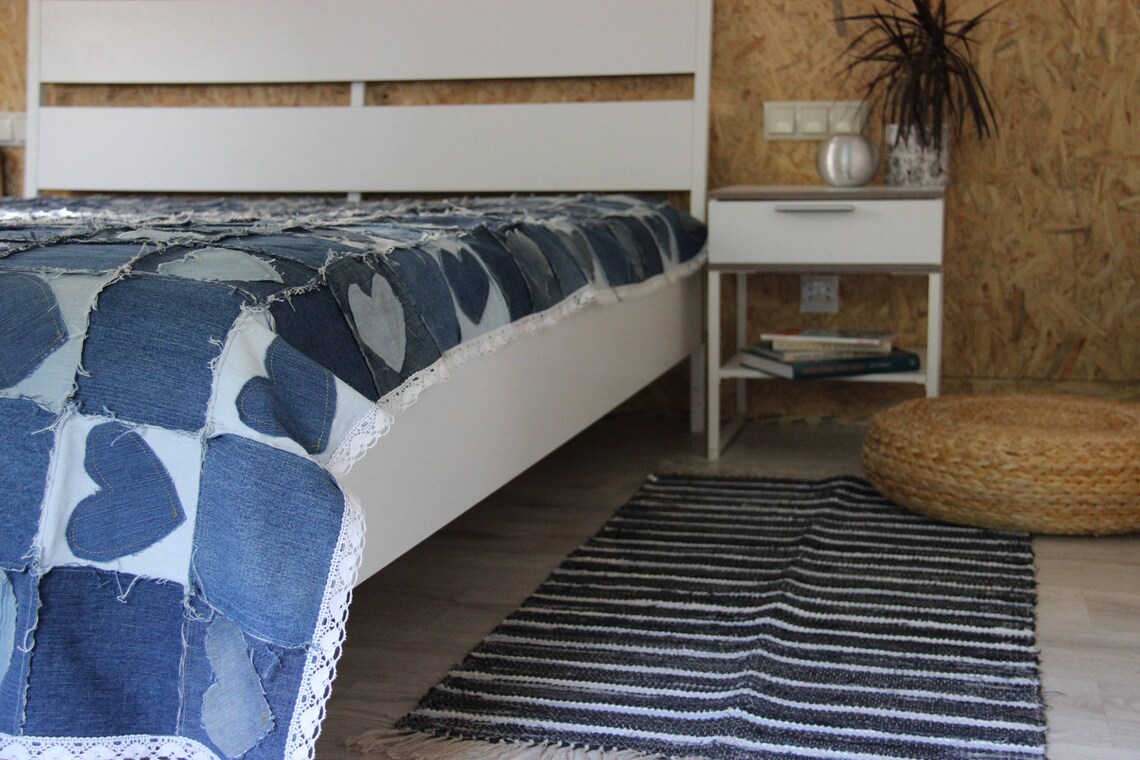 Handmade Denim Woven Rug Nautical Denim Rug Woven Loom Rug - Etsy